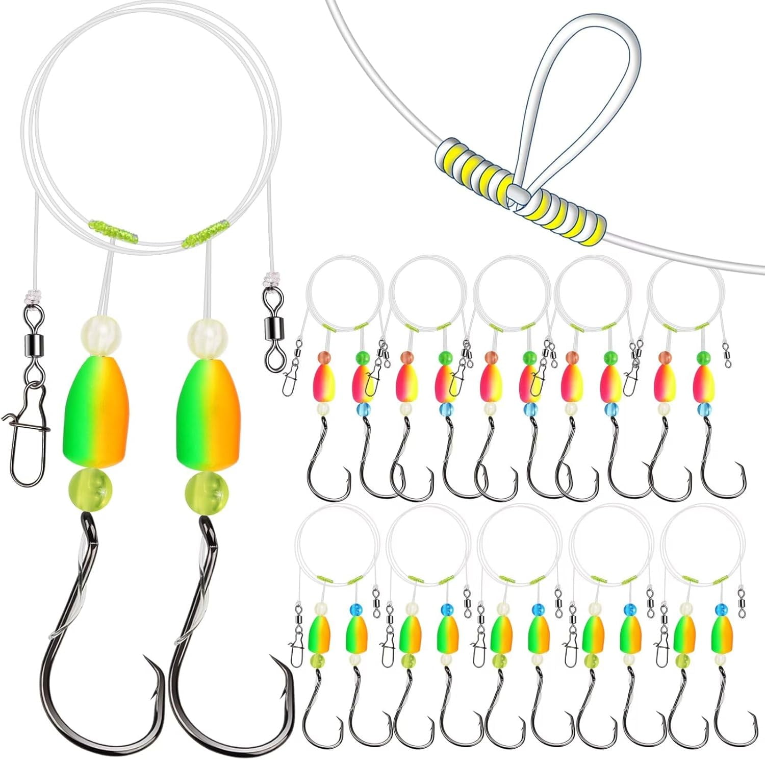 10PCS/4PCS Pompano Surf Fishing Rigs with Floats and Beads, Double-Line ...