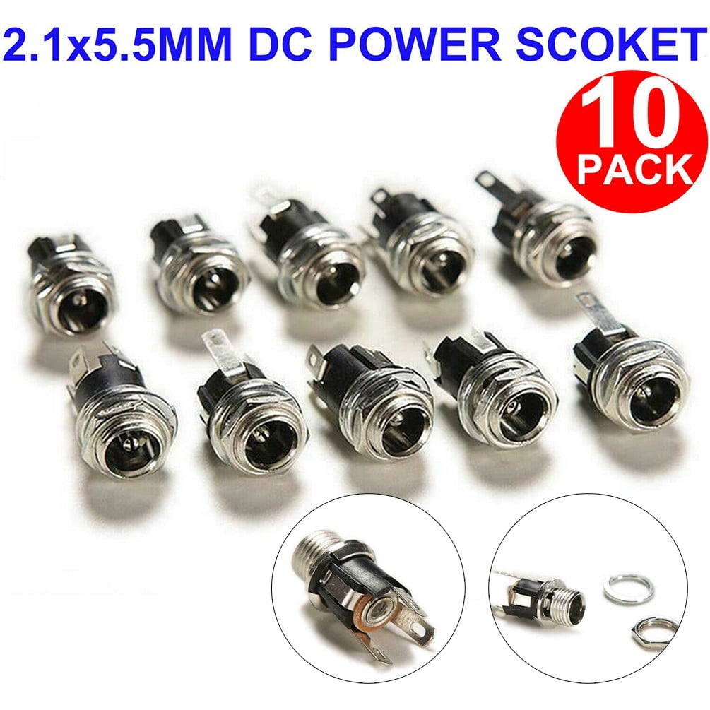 10PCS 5.5*2.1MM FEMALE/METAL PANEL MOUNT SOCKET DC POWER CONNECTOR JACK ...
