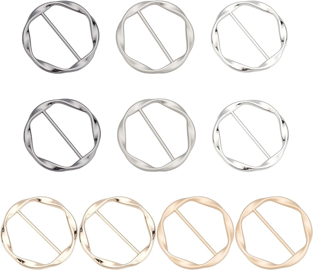 10PCS 5 Colors Silk Scarf Ring Clip T-shirt Tie Clips Gold Silver Metal ...