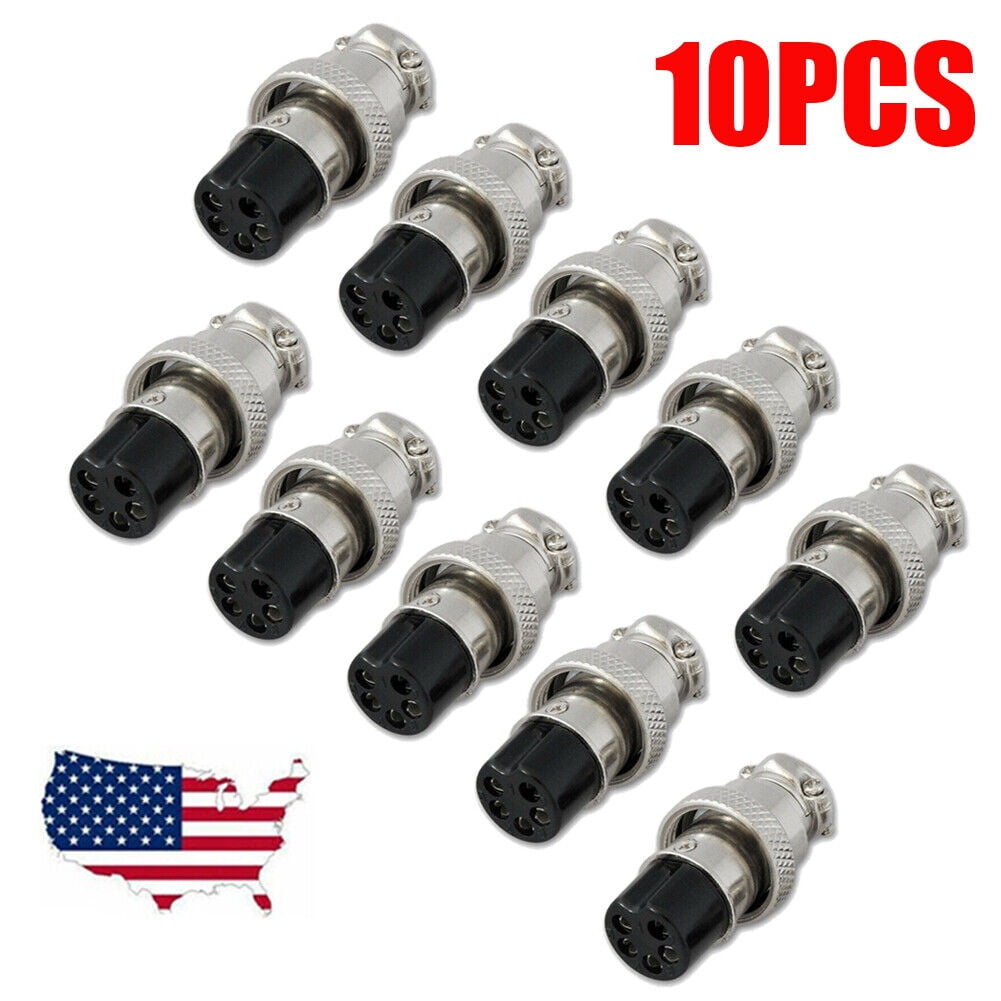 10PCS 5 Pin Female & Male Microphone Connector for CB Radio Ham Plug ...