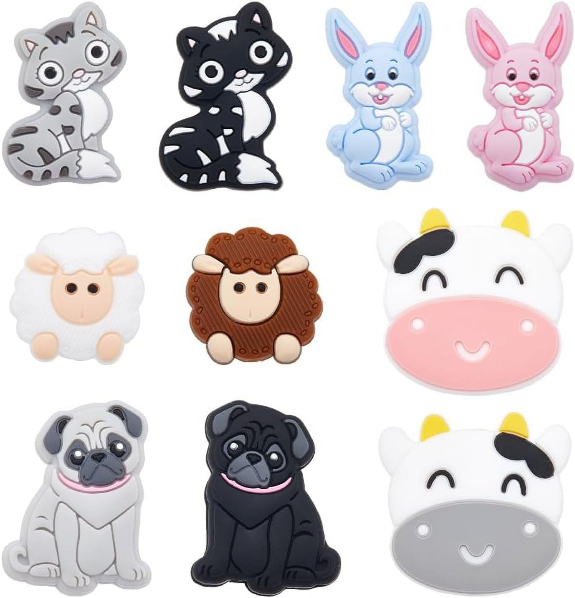 10PCS 5 STYLES Silicone Animals Beads Focal Beads Bulk Cute 3D Cartoon ...