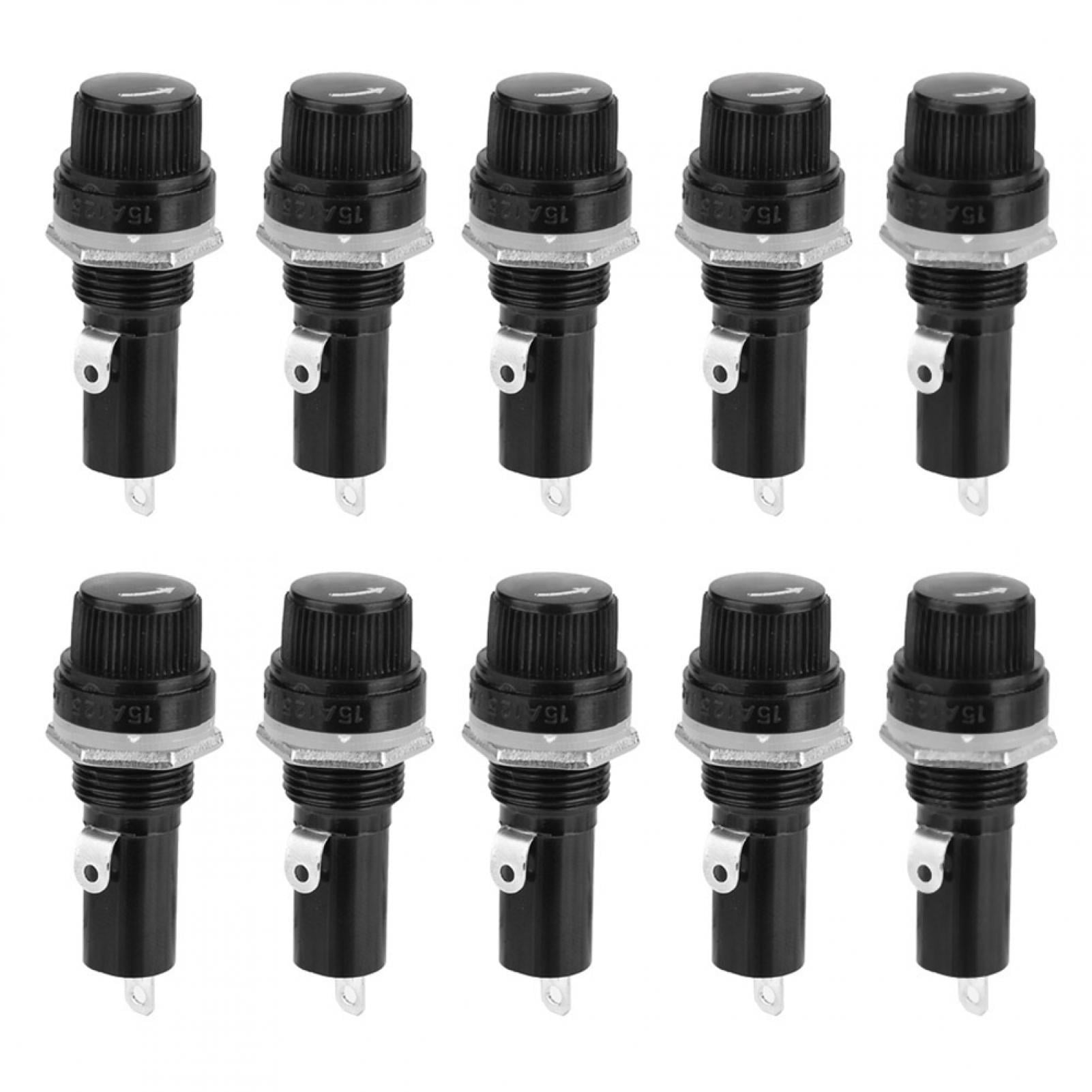 10PCS 6*30 Black Flat Tube Type Panel Mount Screw Cap Fuse Holder ...