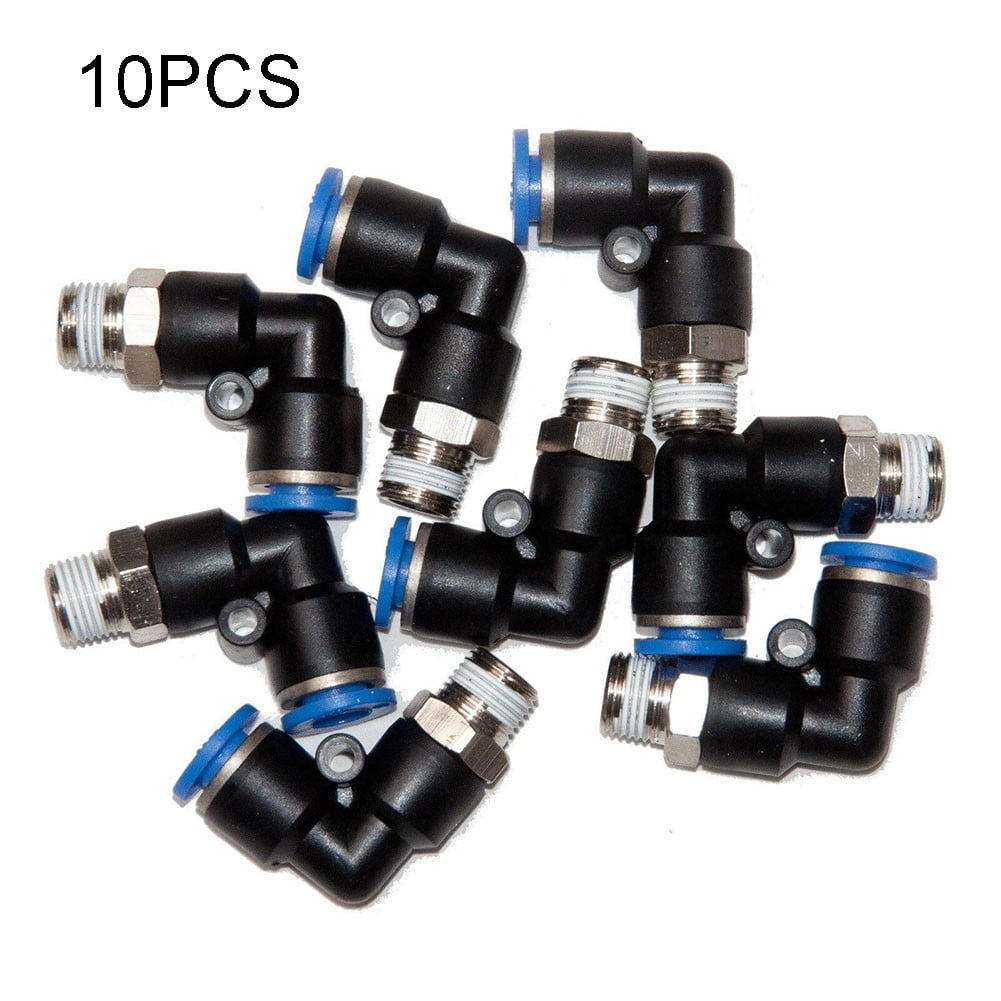 10PCS 6mm Tube x 1/4" 1/8" NPT Male Swivel L Push to Connect Pneumatic ...