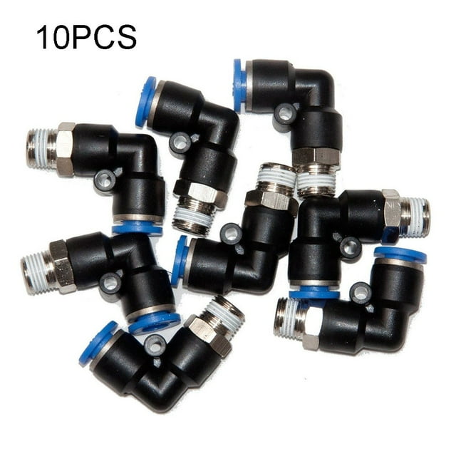 10PCS 6mm Tube x 1/4" 1/8" NPT Male Swivel L Push to Connect Pneumatic ...