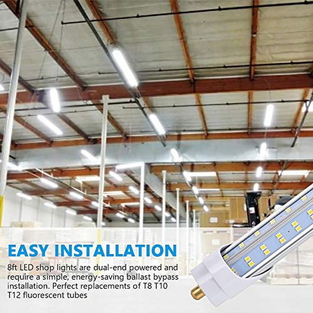 10PCS, 8FT LED Bulbs, 5000K 144W 18800LM 8FT Led Shop Light Bulbs, FA8 ...
