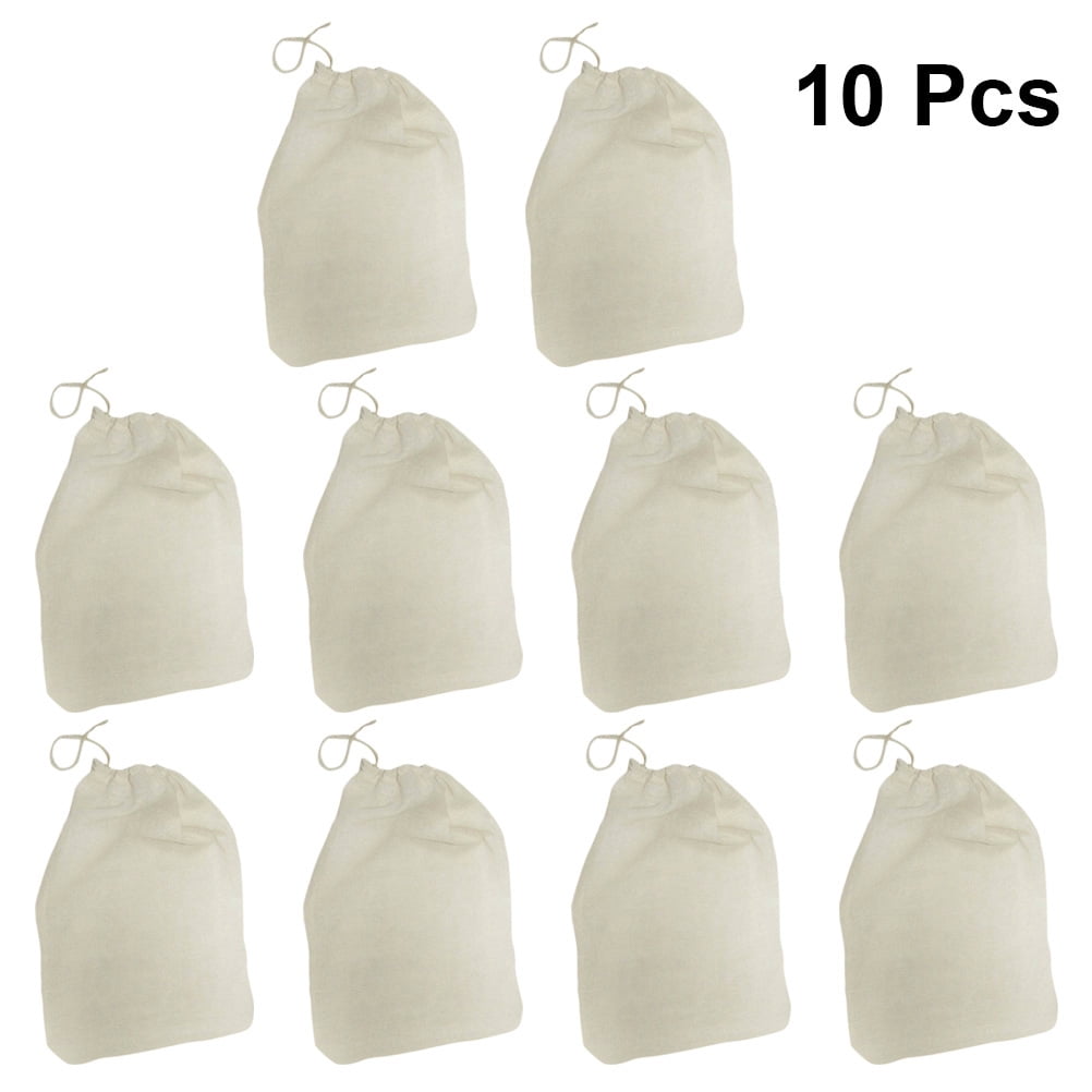 10PCS 8x10cm Cotton Reuseable Drawstring Bags Strainer Filter Bag For ...