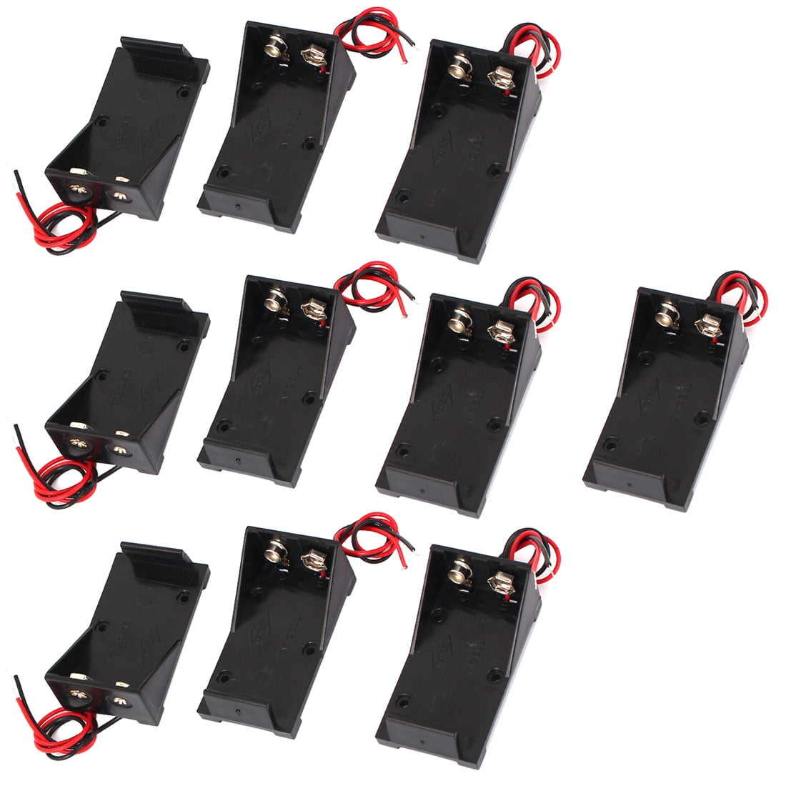 10PCS 9V Battery Holder, Screw Mounted, Wire Connector, Black, ABS ...