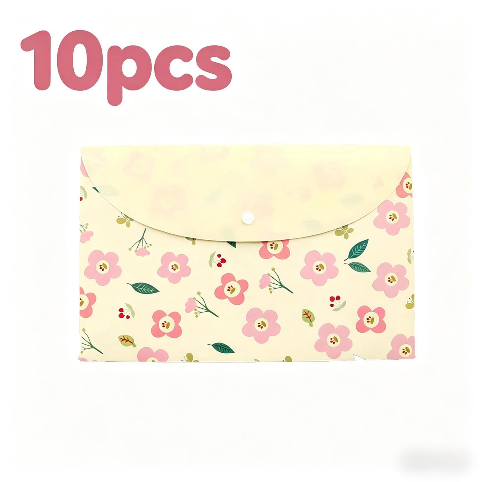 10PCS A4 Horizontal Envelope File Folders, Cute Floral Printed ...