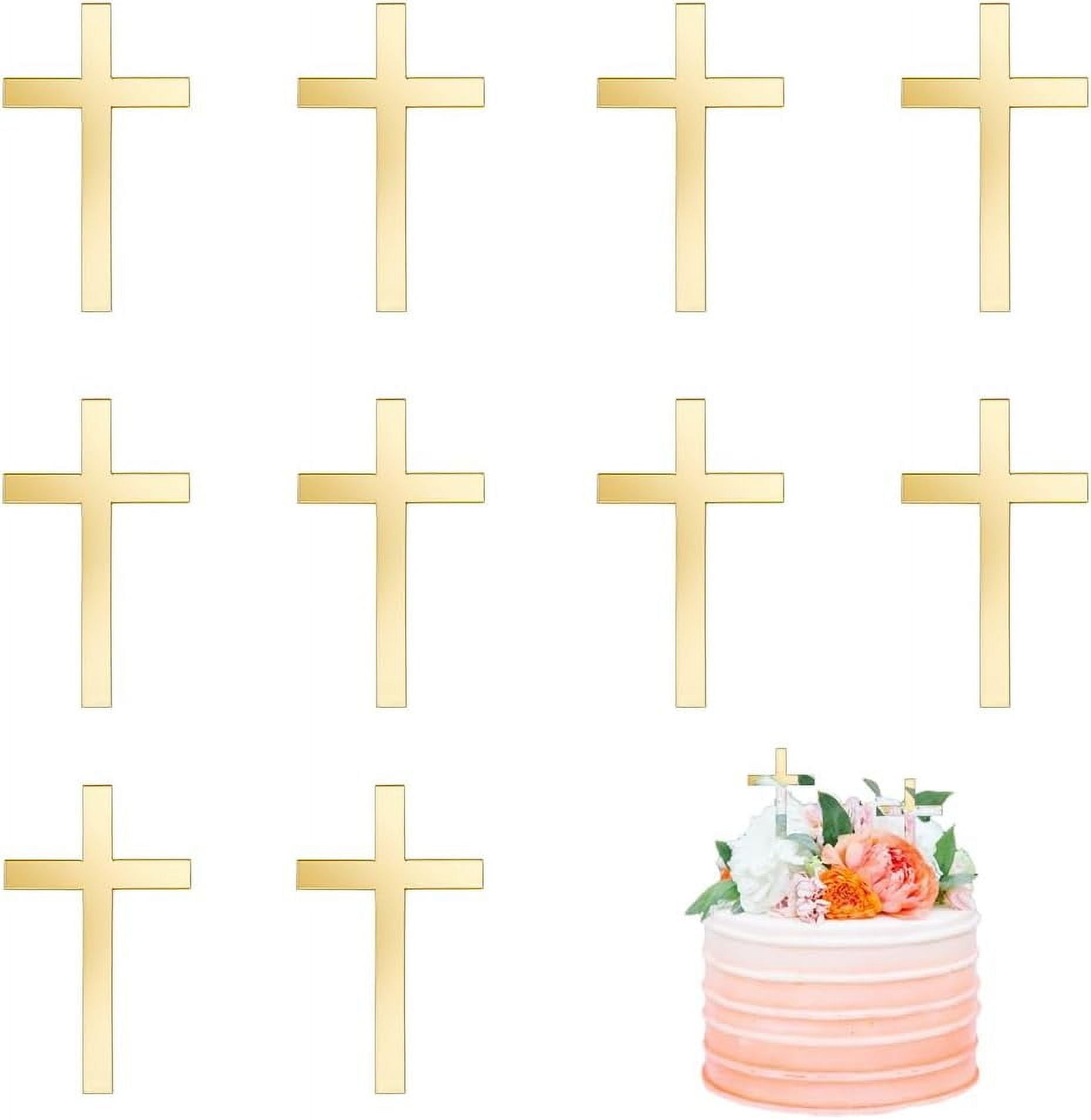 10PCS Acrylic Cross Cake Decoration Mirror Cross Wall Cake Decoration ...