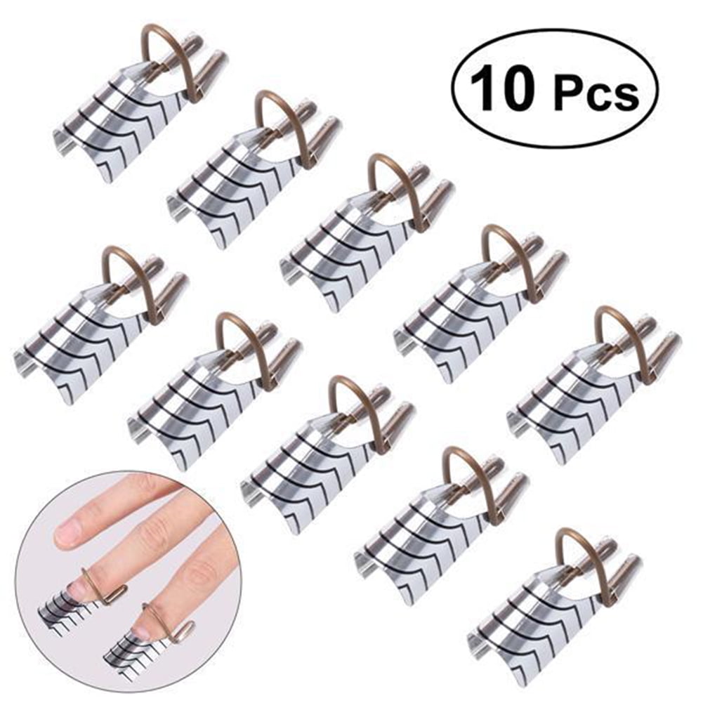10PCS Acrylic Nail Forms Stickers Sliver Reusable UV Gel Acrylic Tips ...