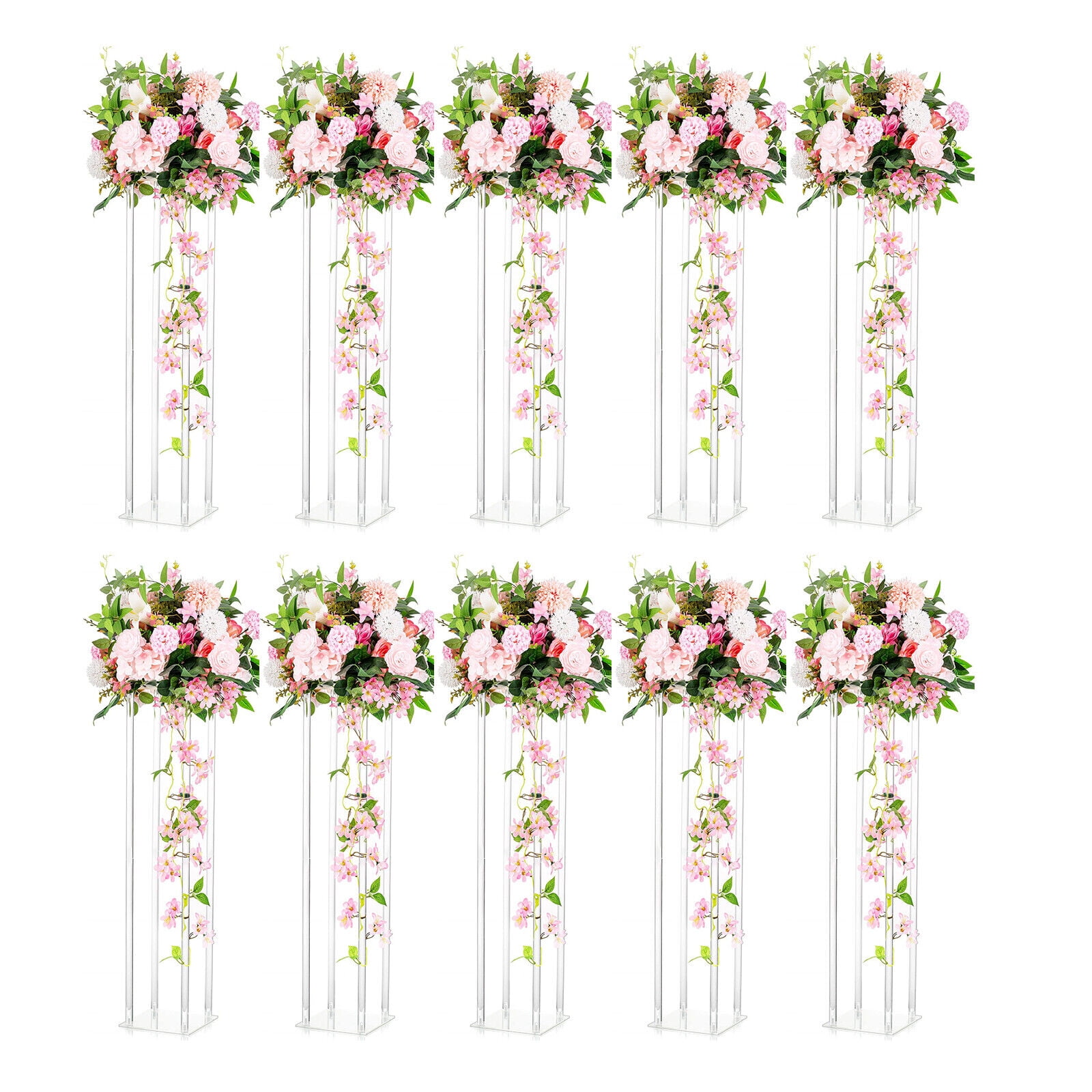 10PCS Acrylic Vase Wedding Centerpieces Clear Flower Stand Column ...