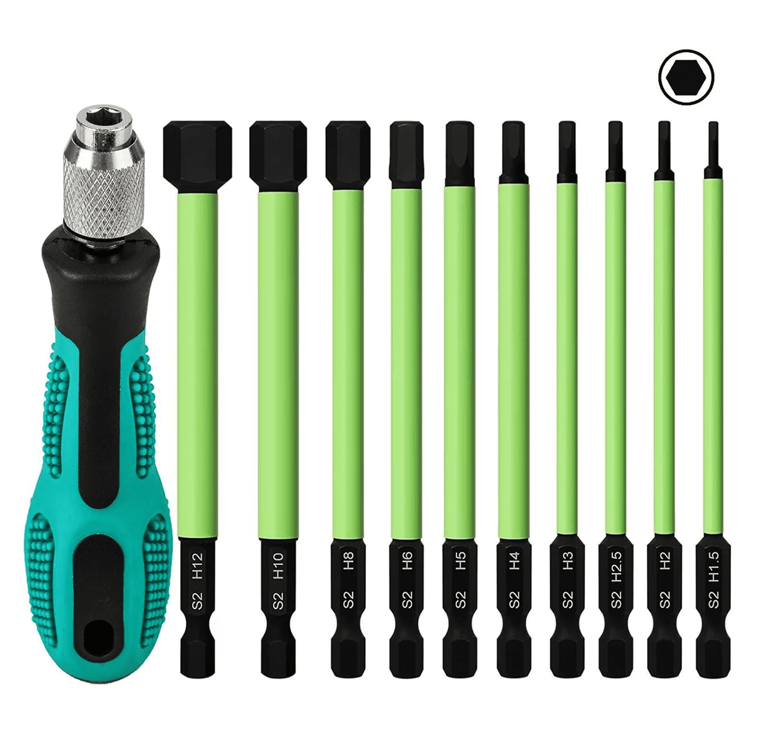 10PCS Allen Wrench Drill Bits1.5mm-12mm, 1/4 Inch Hex Shank Hex ...