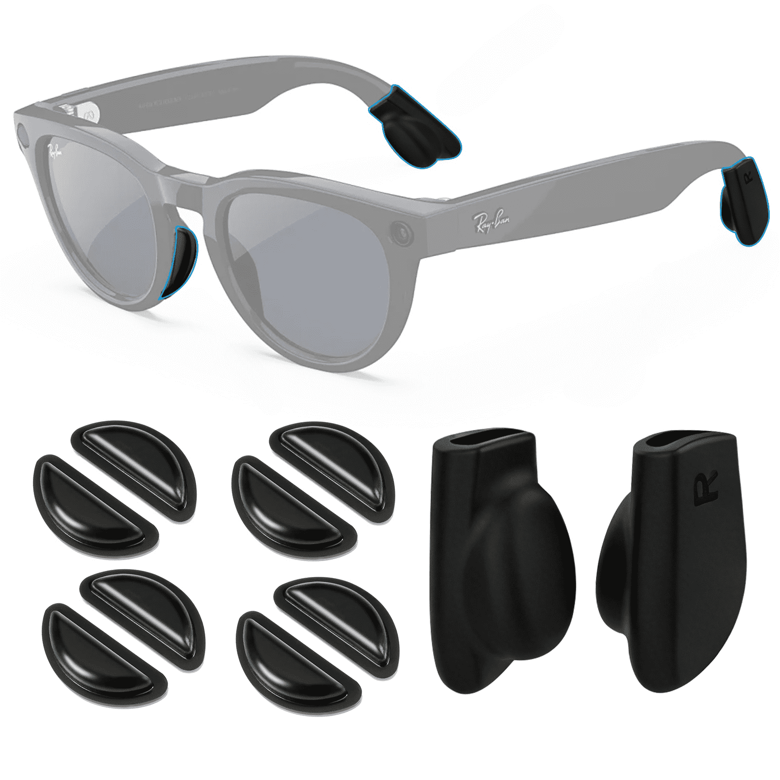 10PCS Anti-Slip Set: Ear Grips & Nose Pads Compatible with Ray-Ban Meta ...