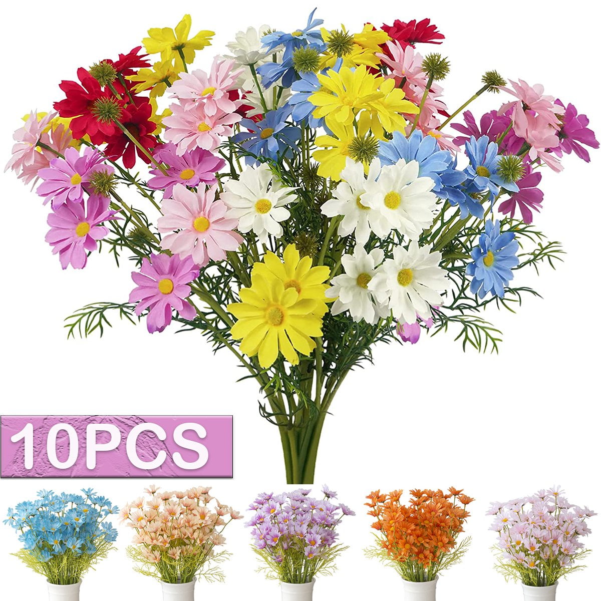 10PCS Artificial Daisies Flowers Indoor and Outdoor Hanging Home ...