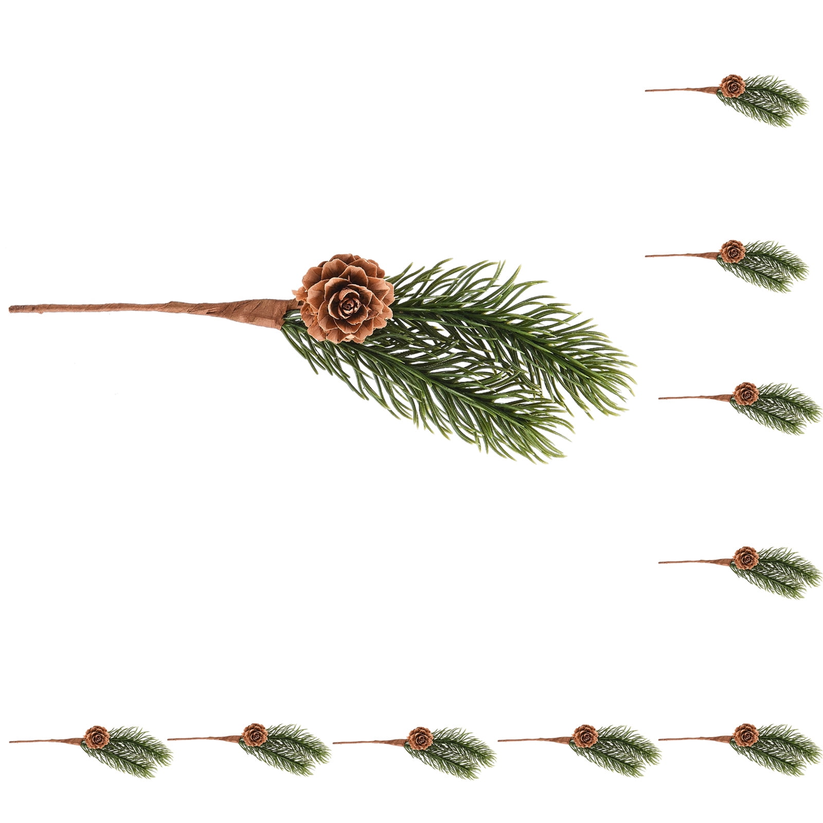 10PCS Artificial Pine Picks Small Pine Tree Plants Red Pinecones for ...