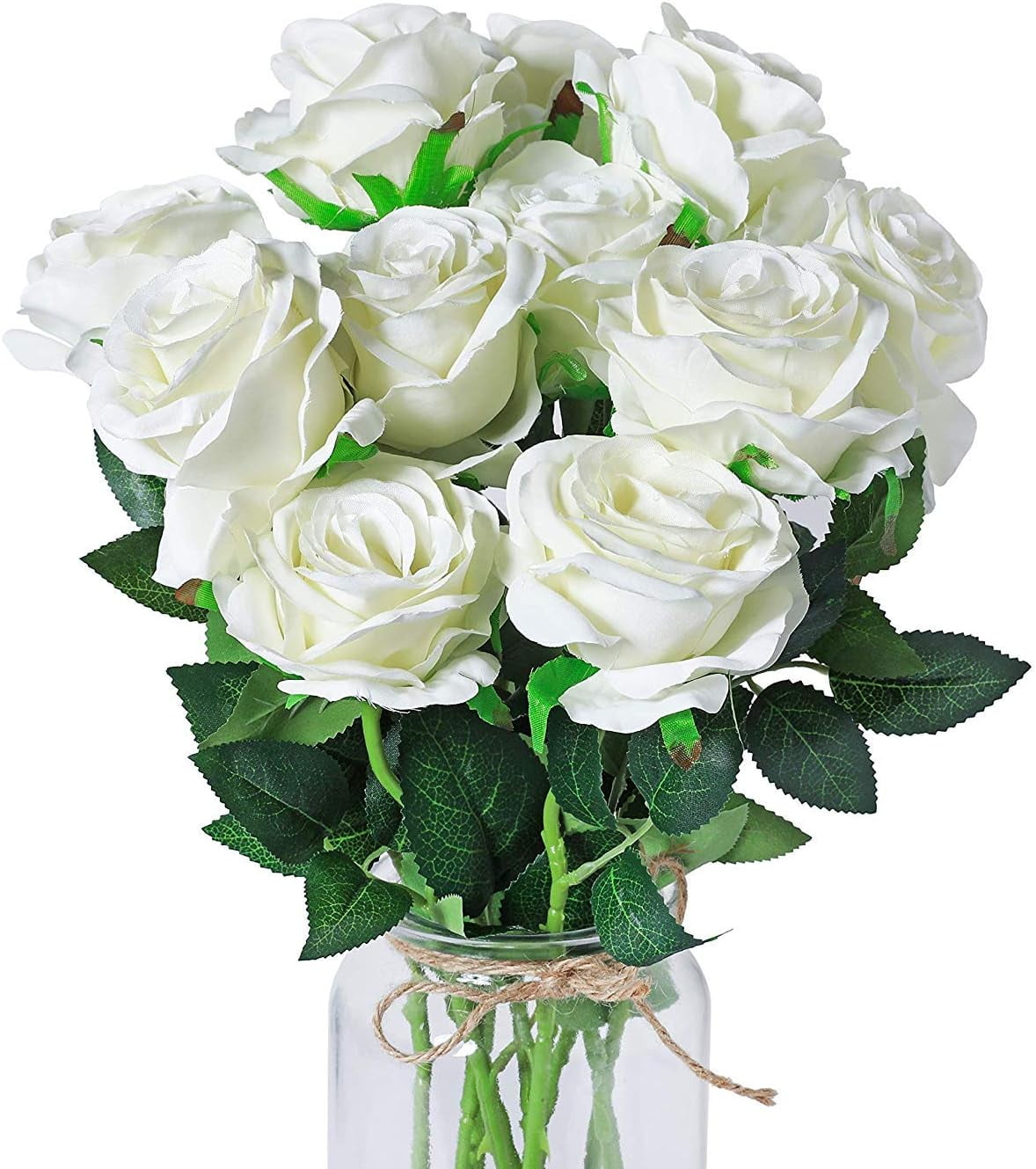 10PCS Artificial Roses Flower Silk Rose with Stem Realistic Artificial ...