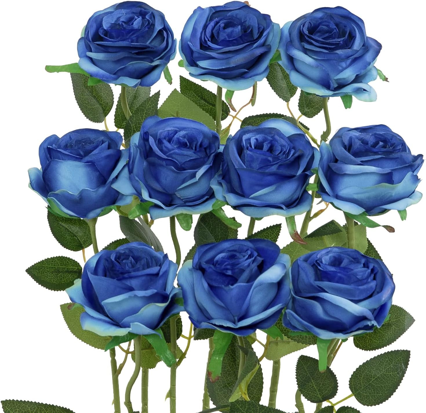 10PCS Artificial Roses Flower Silk Rose with Stem Realistic Artificial ...