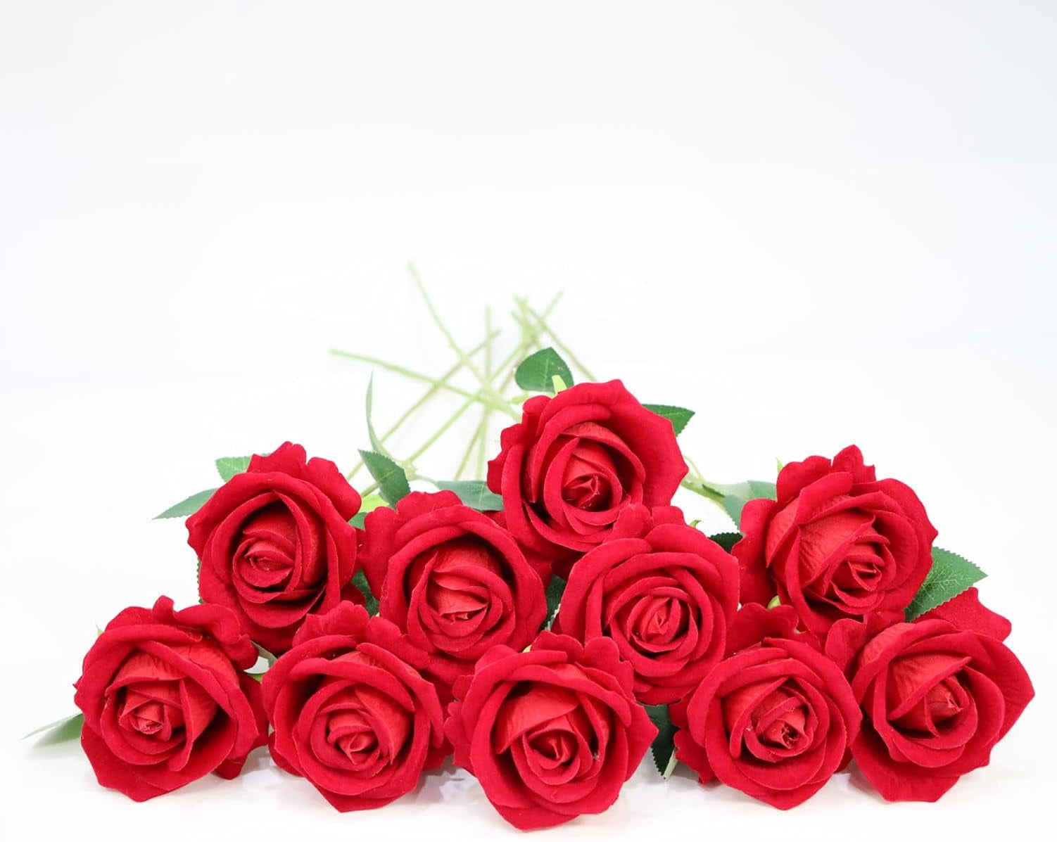 10PCS Artificial Roses Flowers Realistic Roses Bouquet Long Stem Fake ...