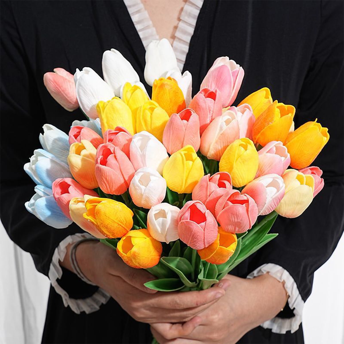 10PCS Artificial Tulips Flowers Real Touch Faux Tulips for Spring Decor ...