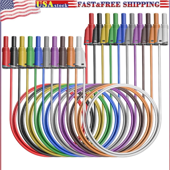 10PCS Banana Plug Silicone Test Leads Fully Insulated Safety Shrouded ...