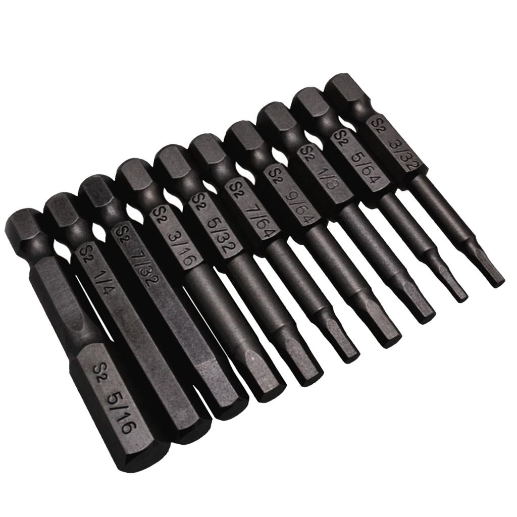 10PCS Black Magnetic Hexagon Screwdriver Bits Steel 1/4 Inch Shank ...