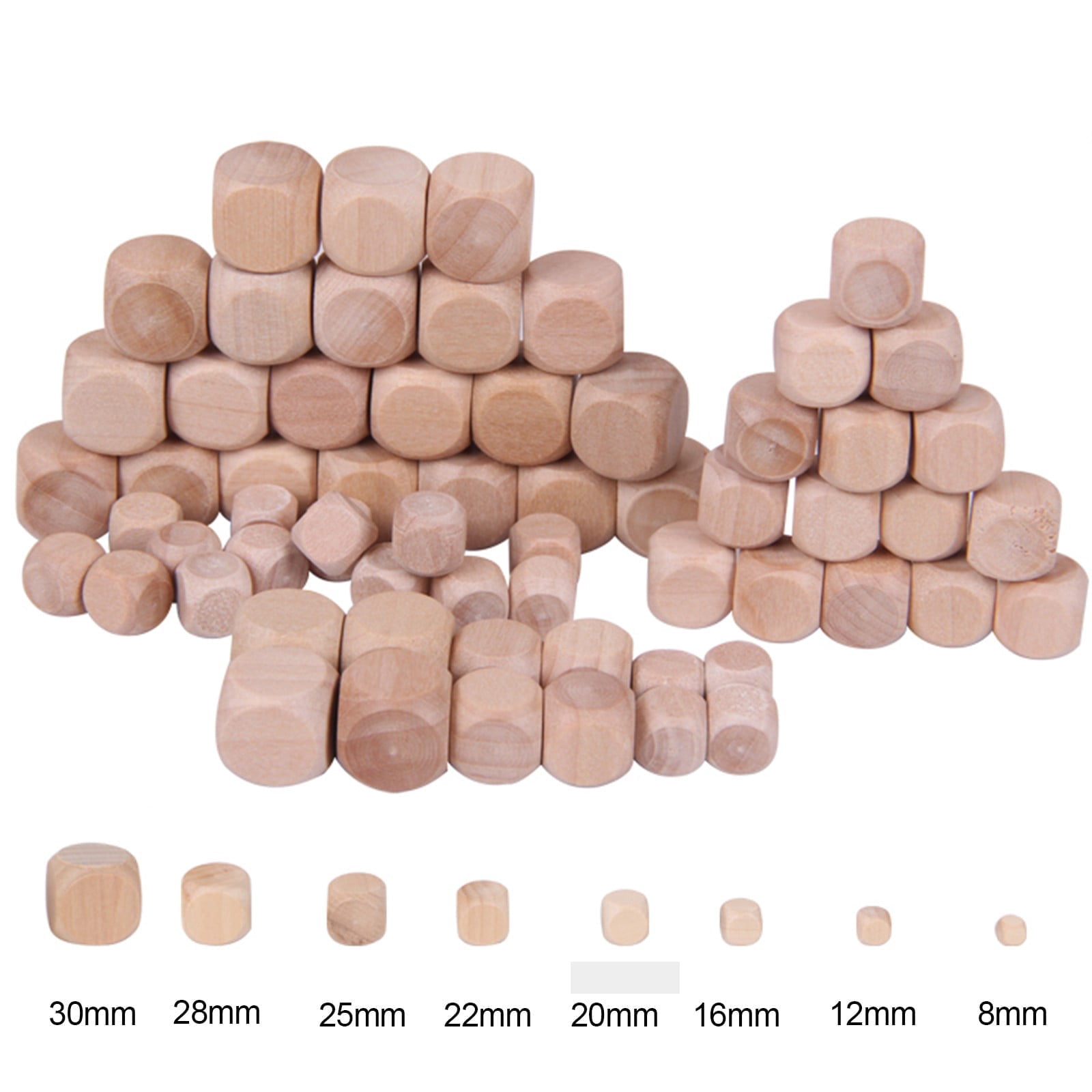 10PCS Blank Wooden Dice Unfinished Wood Cubes Square Blocks DIY Craft ...