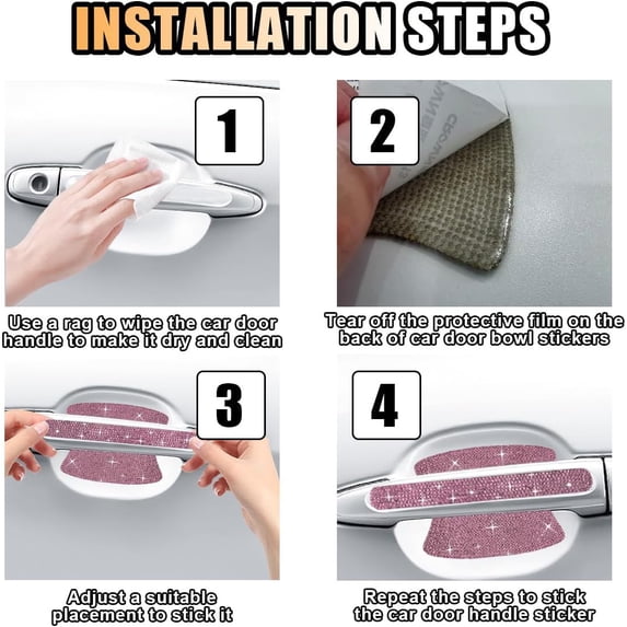 10PCS Bling Car Door Handle Anti-Scratch Sticker, Universal Car Doors ...