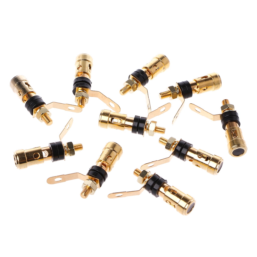 10PCS Brass Speaker Binding Post Spring Loaded Press Subwoofer Basket ...