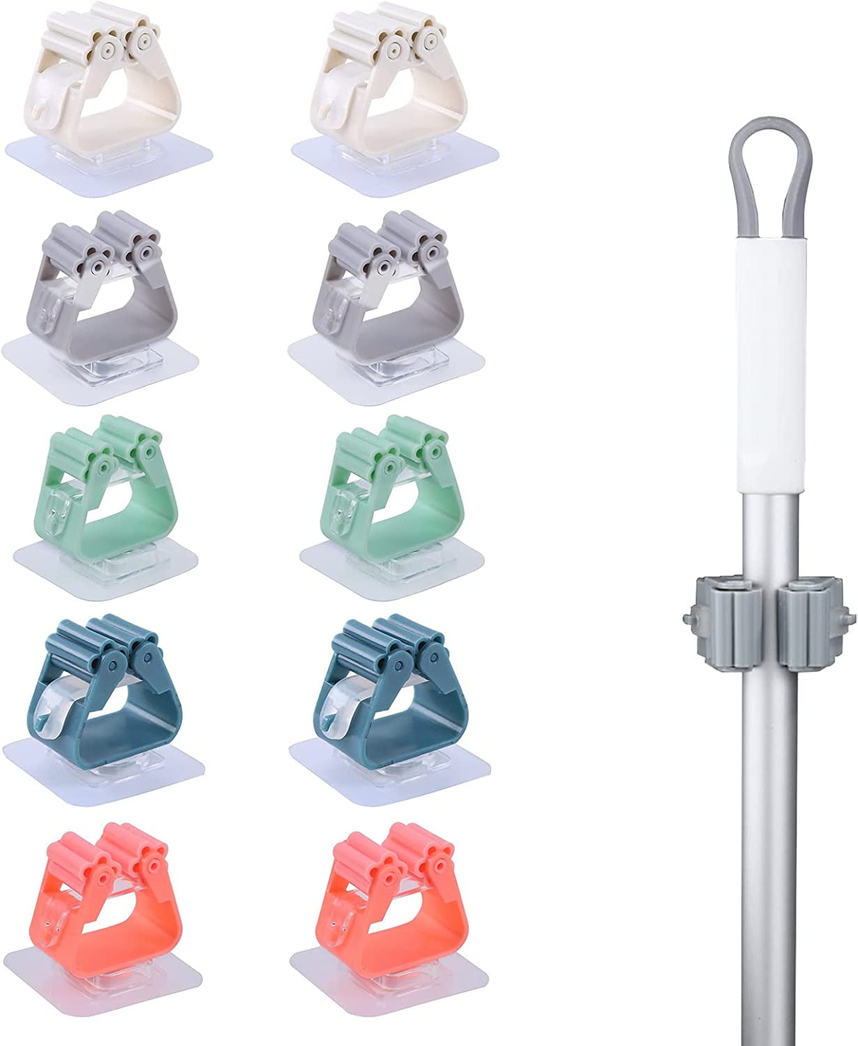 10PCS Broom Holder Wall Mount, Self Adhesive Mop and Broom Holder Wall ...