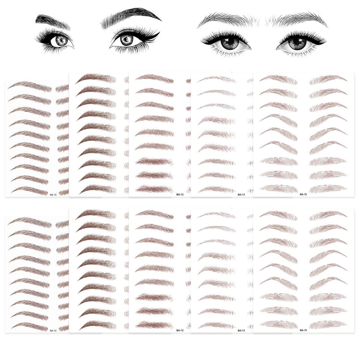 10PCS Brow Tattoo Eyebrow Peel Off Temporary Tint Waterproof 4d ...