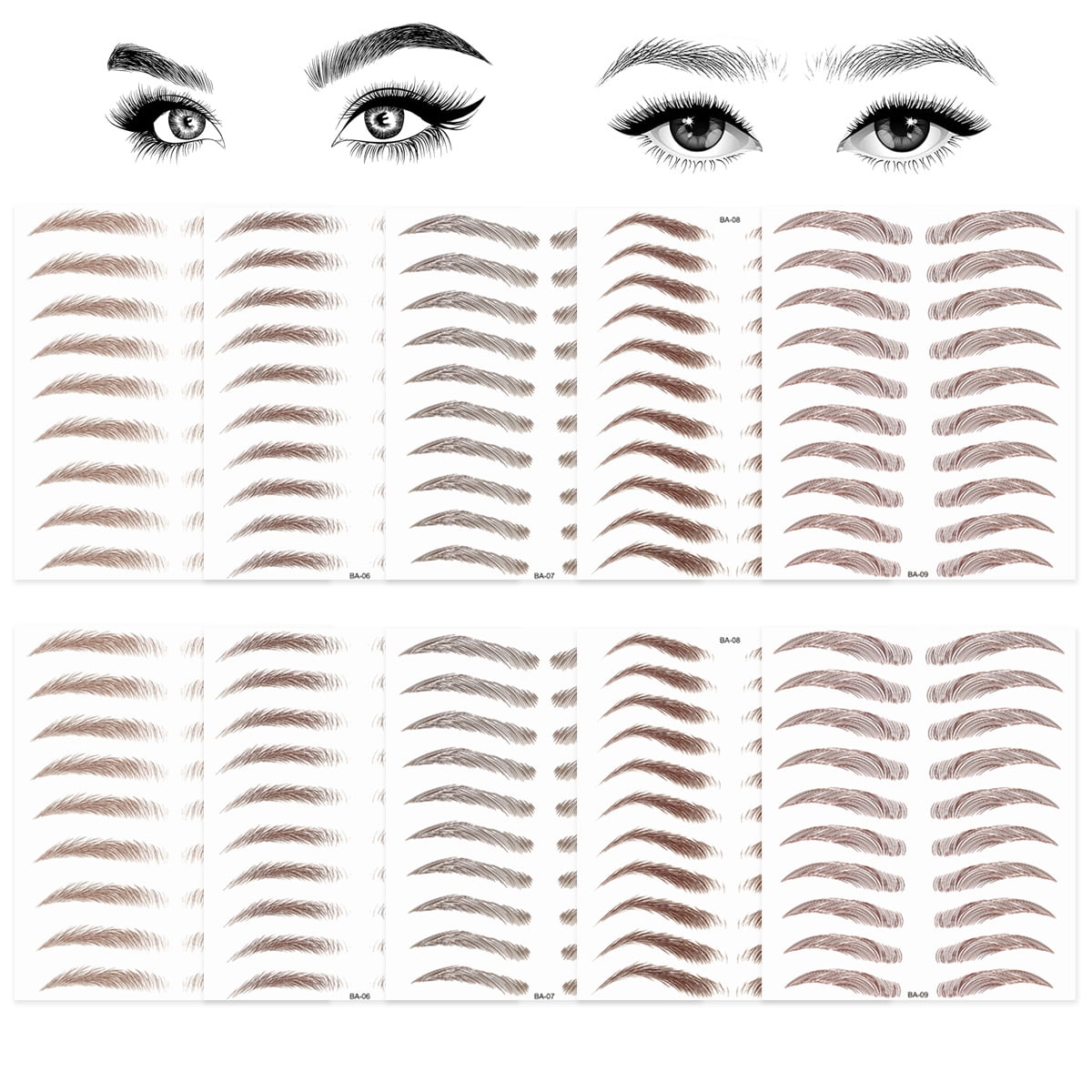 10PCS Brow Tattoo Eyebrow Peel Off Temporary Tint Waterproof 4d ...