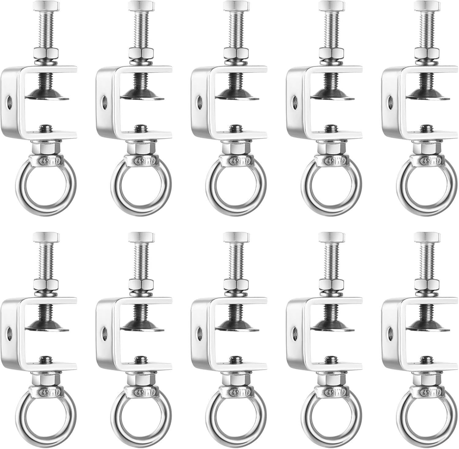 10PCS C-Clamps, Stainless Steel Beam Clamp with M8 Stainless Steel ...