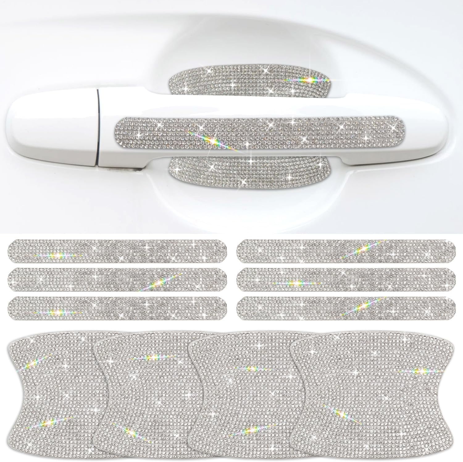 10PCS Car Door Handle Bling Rhinestones Stickers Universal Auto Door ...
