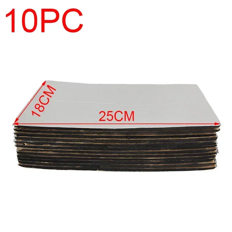 10PCS Car Heat and Sound Insulating Cotton Mats 5mm Aluminium Foil Door ...