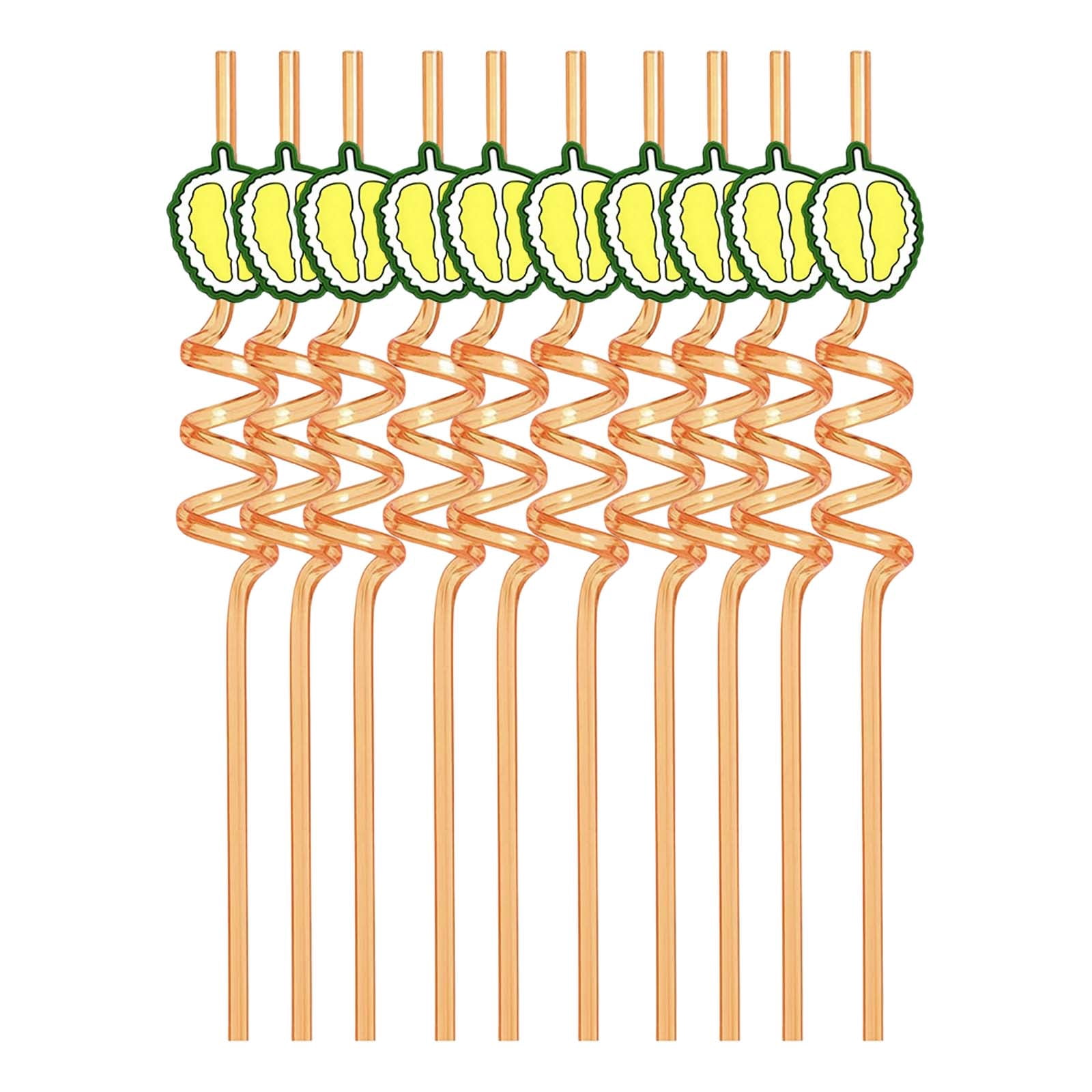 10PCS Cartoon Fruit Spiral Straws,Decorative Reusable Straws with ...