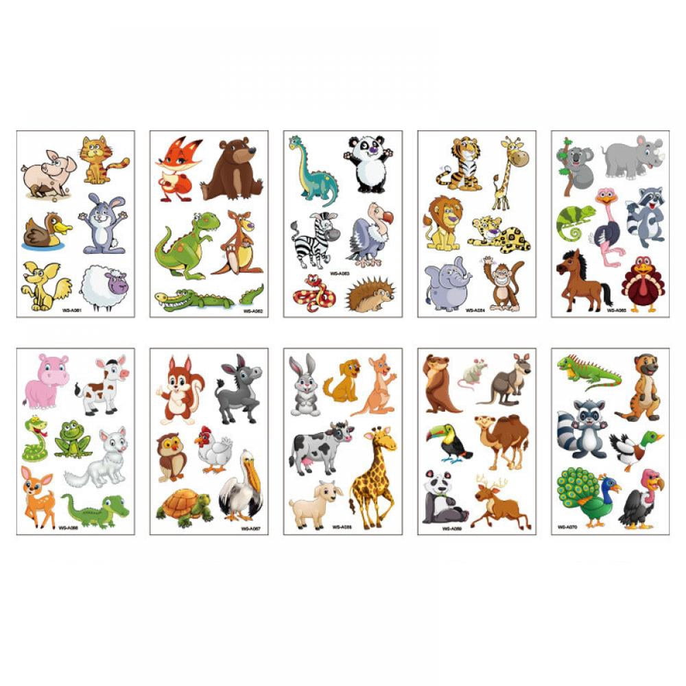 10PCS Cartoon Temporary Tattoo for Kids, Glow Cartoon Cartoon ...