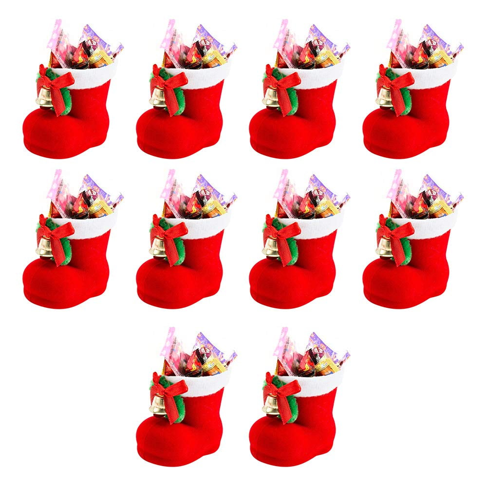 10PCS Christmas Candy Red Boots,Christmas Santa Candy Boots Bag， Shoes ...