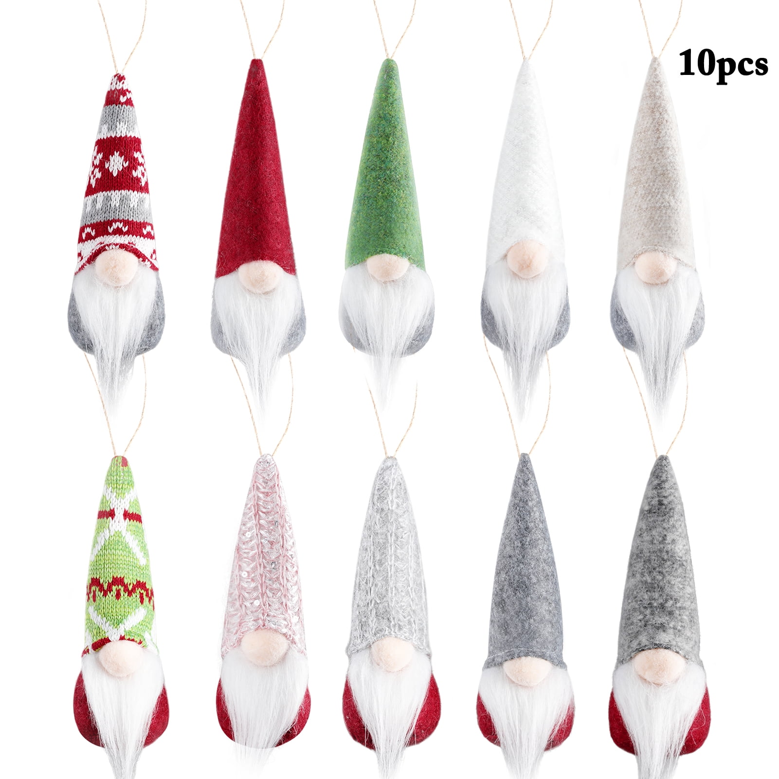 10PCS Christmas Gnomes Decorations Handmade Plush Dolls Hanging Gnomes ...