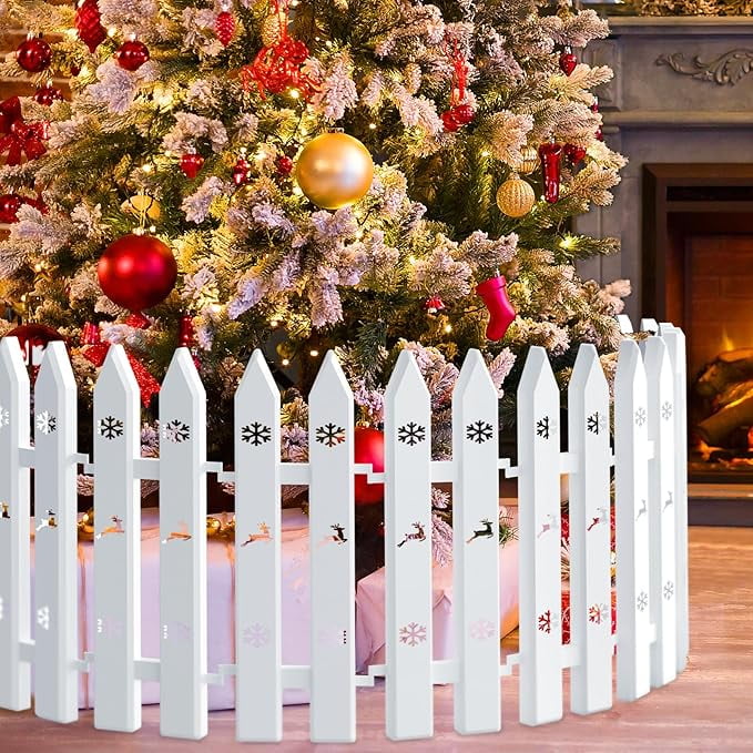 10PCS Christmas Tree Fence Decorations Indoor 12 Inch High White ...