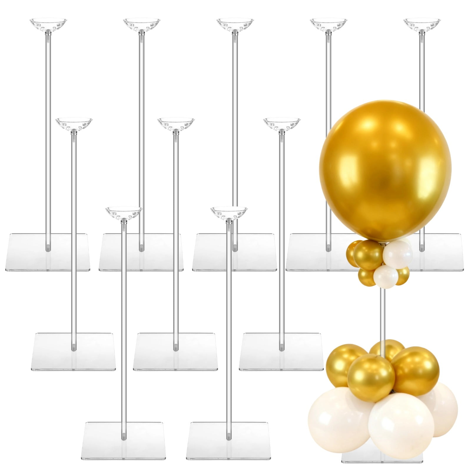 10PCS Clear Acrylic Balloon Stand Set, 15.7" Table Balloon Stand with ...