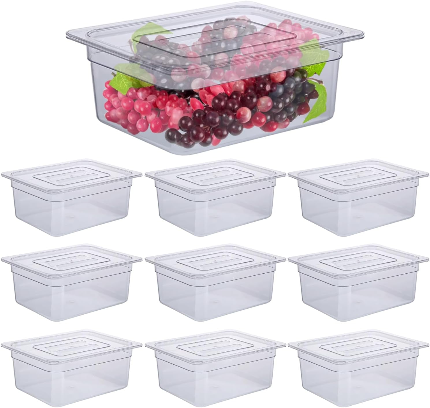 10PCS Clear Food Storage Container 1/4 Size 4 Inch Deep Plastic Food ...