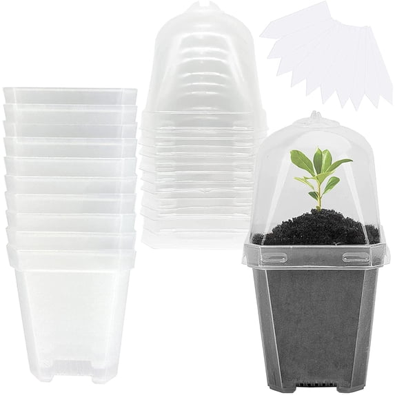 10PCS Clear Plant Nursery Pots with Humidity Dome - 3" Plastic ...