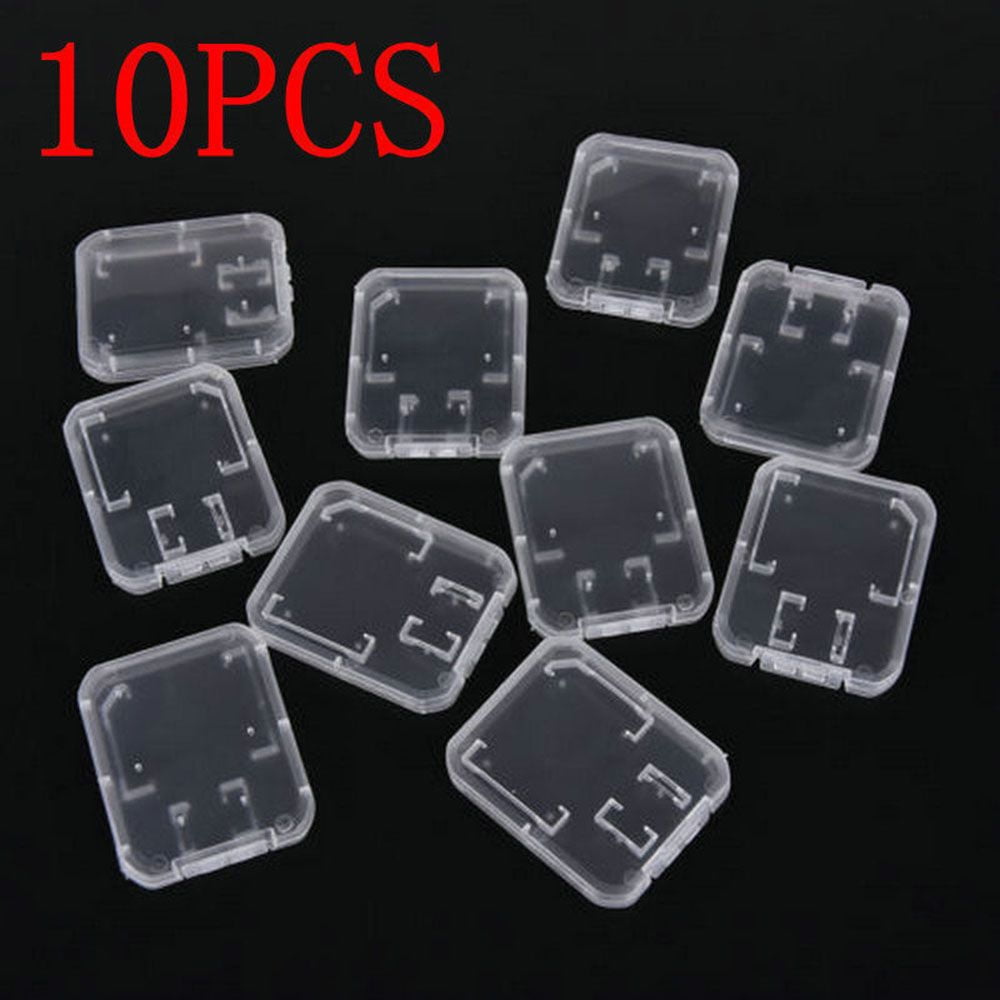 10PCS Clear Plastic Holder Transparent Storage Box Memory Card Case SD ...