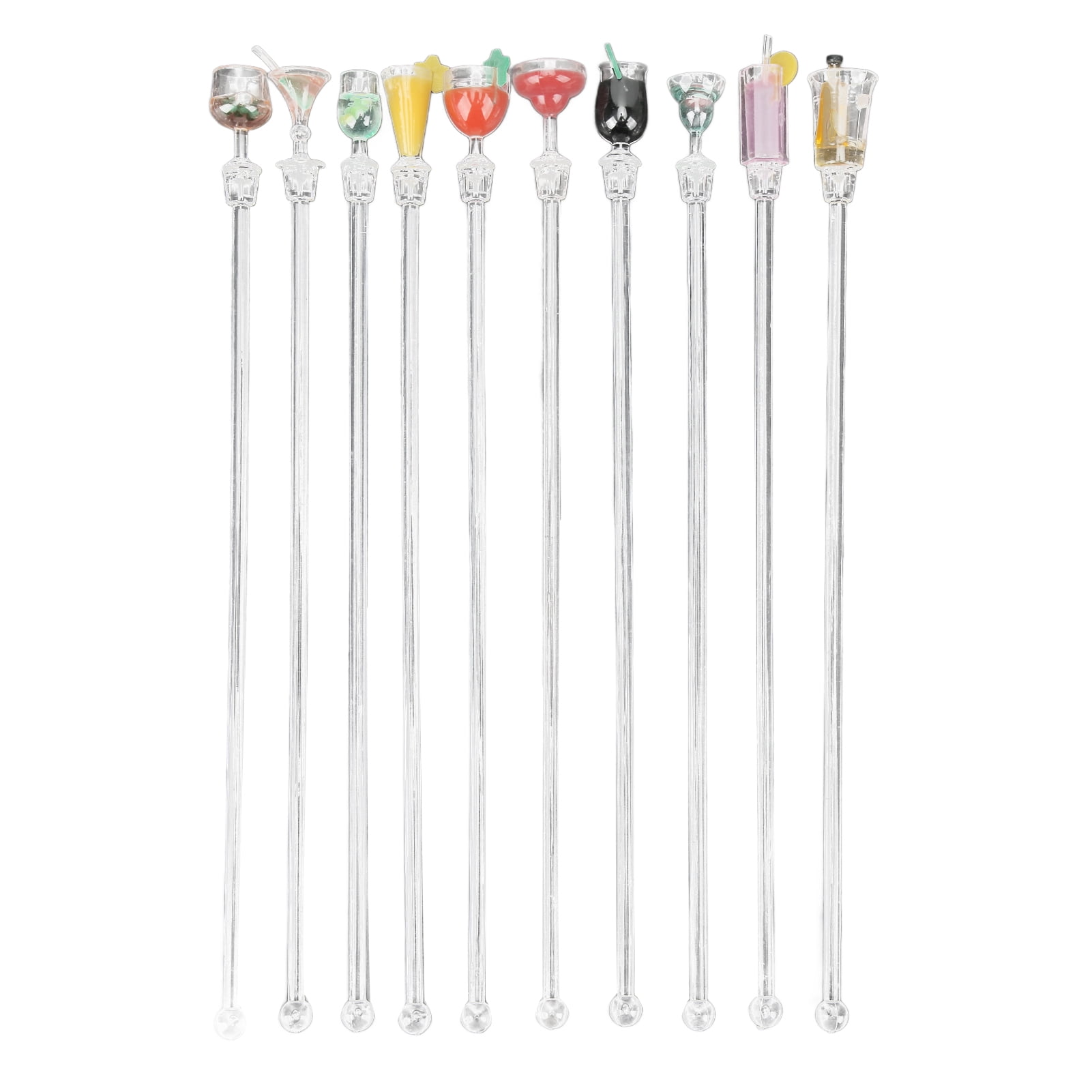 10PCS Cocktail Drink Swizzle Stick Clear Shafts Bartending Mixing ...
