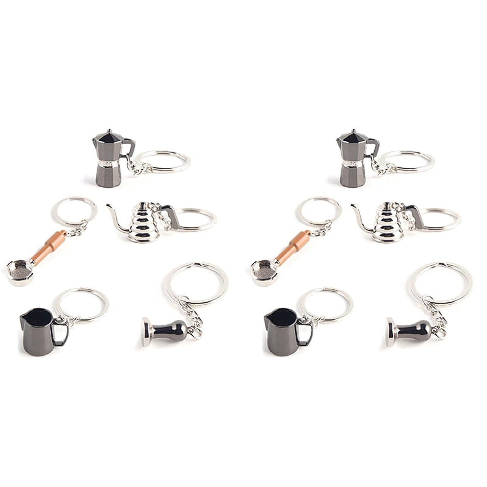 10PCS Coffee Tamper Keychain Espresso Portafilter Moka Pitcher Keyring ...