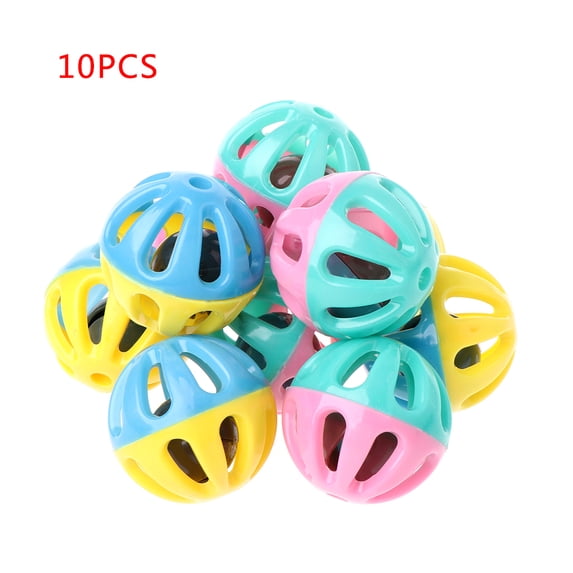 10PCS Colorful Hollow Balls Built-in Bells Cats Dog Interactive Balls ...