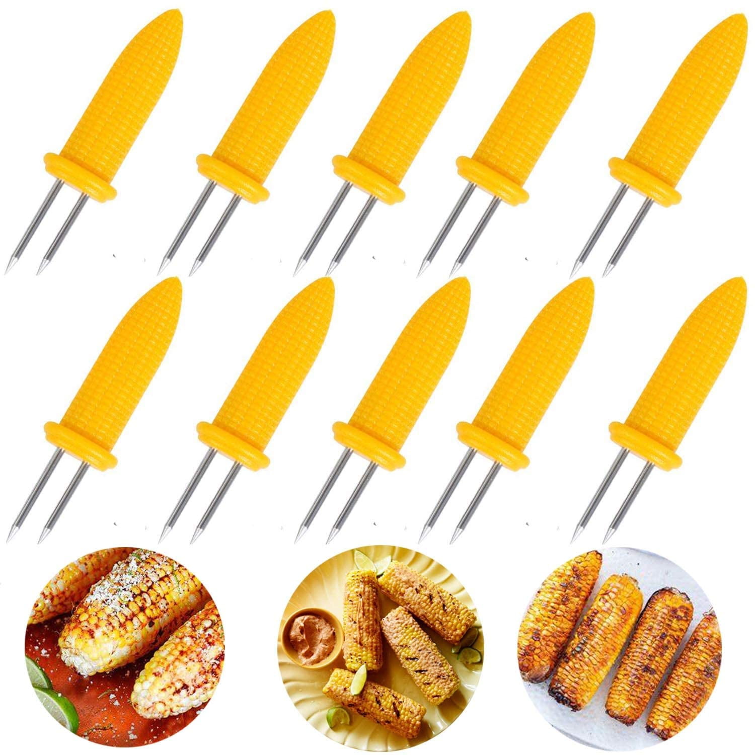 10PCS Corn Holders - on The Cob Skewers,Stainless Steel Fork Prong ...
