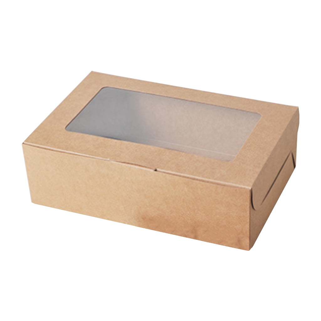 10PCS Cupcake Boxes, Kraft Paper Cookie Boxes with Window for Packaging ...
