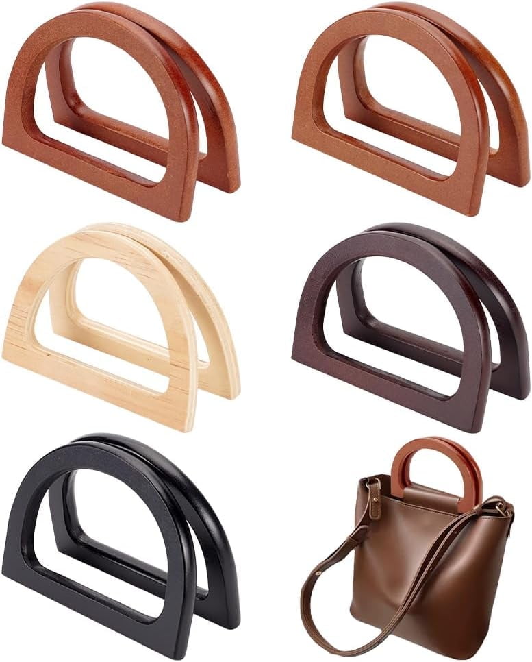 10PCS D Shape Purse Handles 5 Colors Wooden Bag Handle Replacement ...