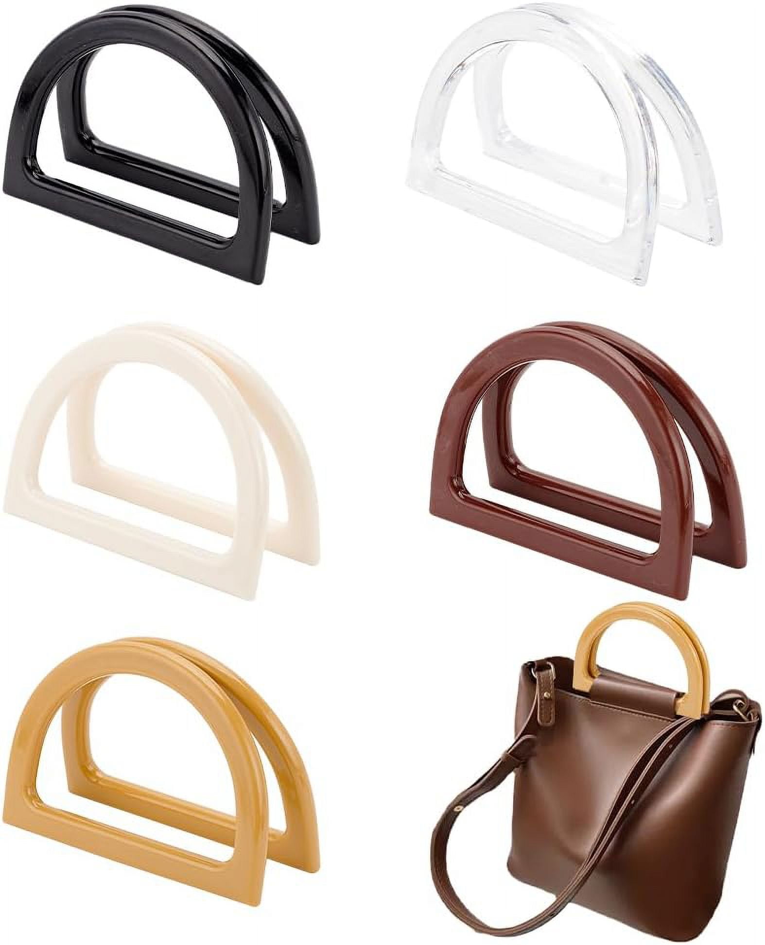 10PCS D-Shaped Wood Handles Replacement 5 Colors Resin Purse Handles ...